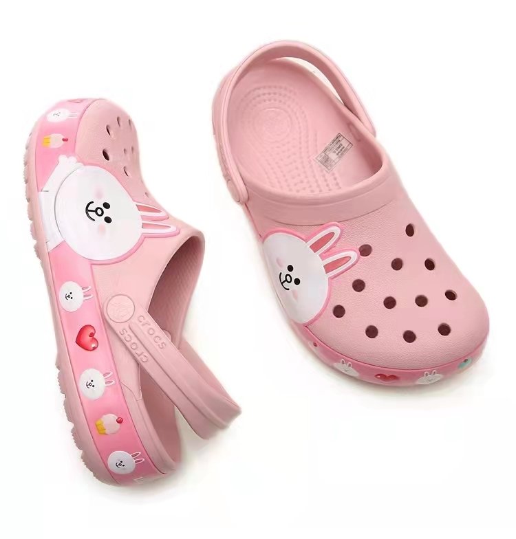 Girls' Pink Clogs - Cute Rabbit & Heart Design (Water-Friendly & Iconic ...
